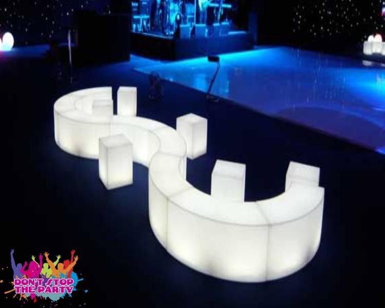 Illuminated Glow Bench - Curved | Don't Stop The Party Hire Group
