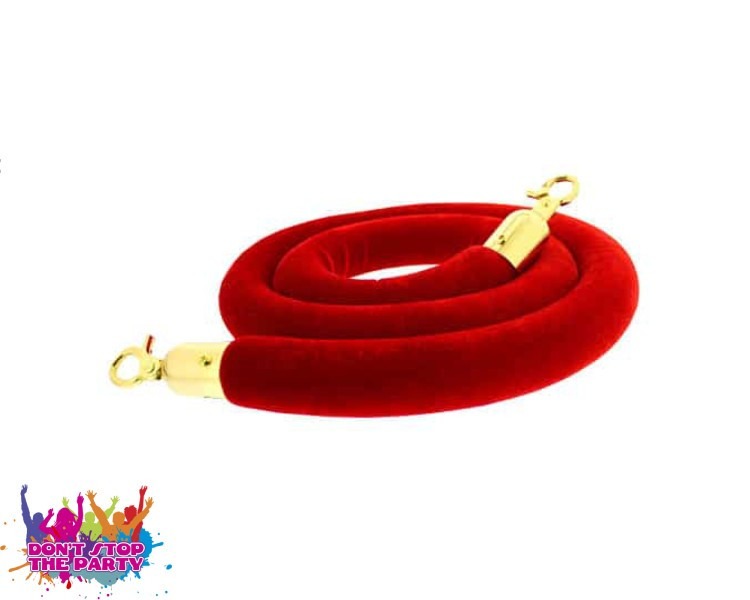 Velvet Rope To Suit Gold Bollard - Red | Don't Stop The Party Hire Group