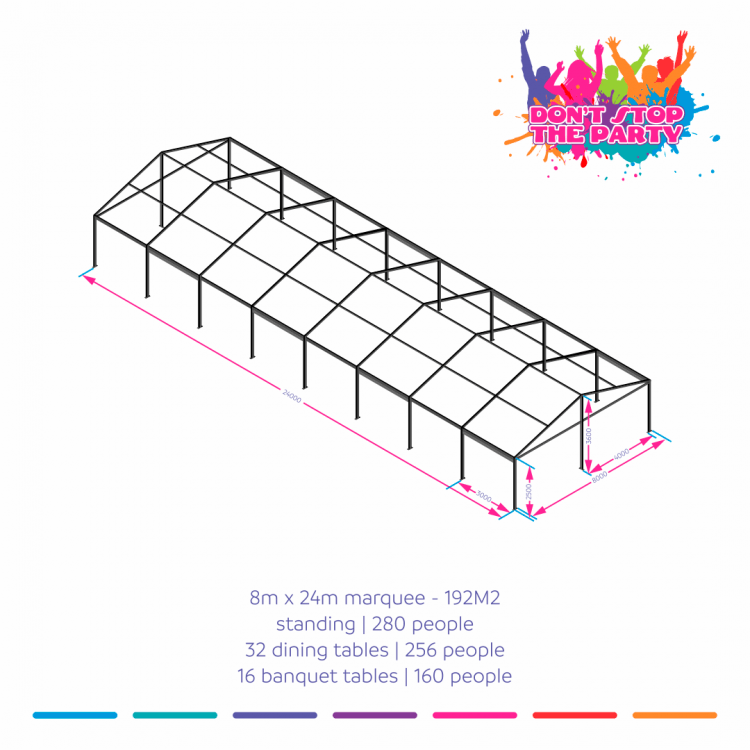 Marquee - Structure - 8m x 24m | Don't Stop The Party Hire Group